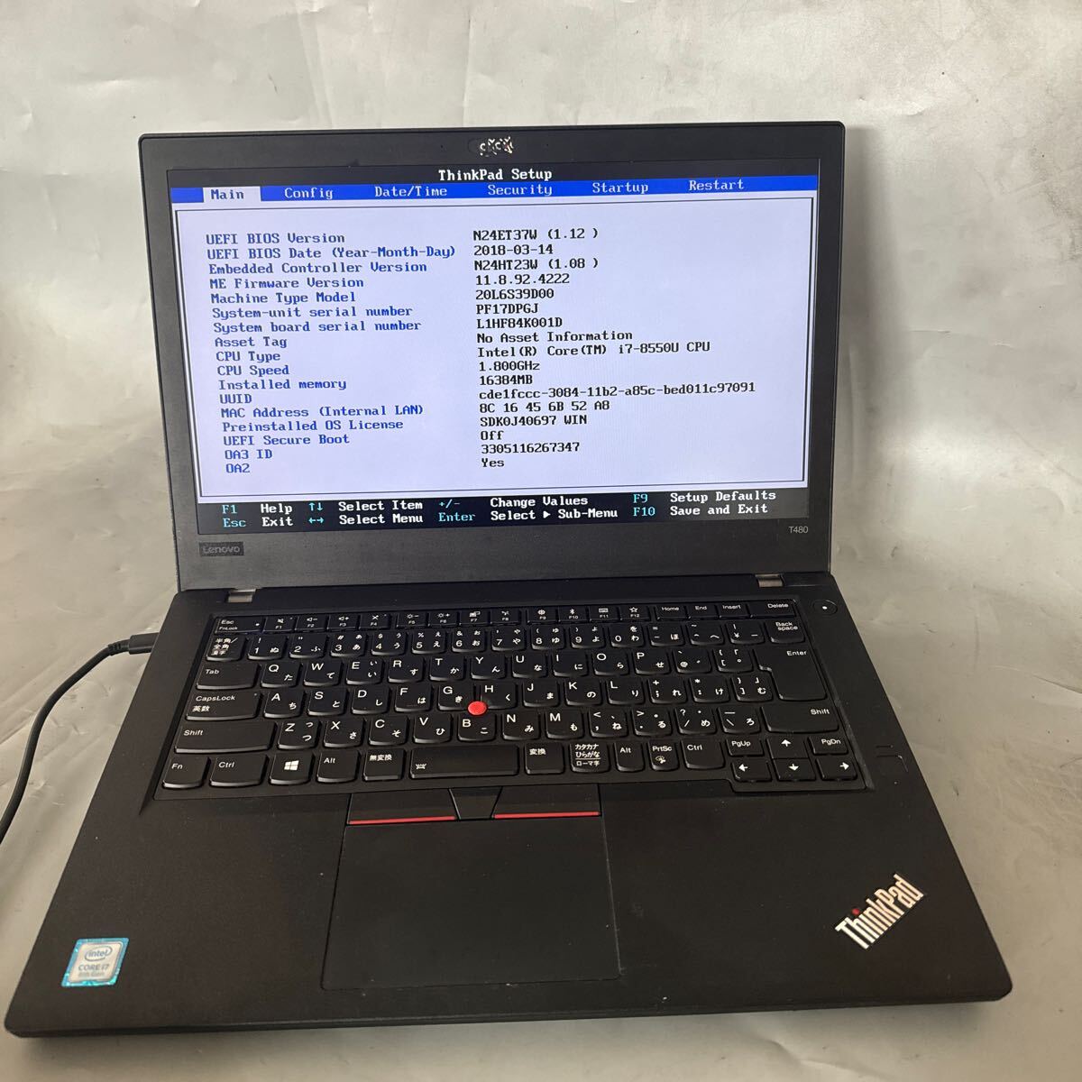 Yahoo!オークション - JXJK4606 Lenovo T480 /Core i7-8550U 1.80GHz/