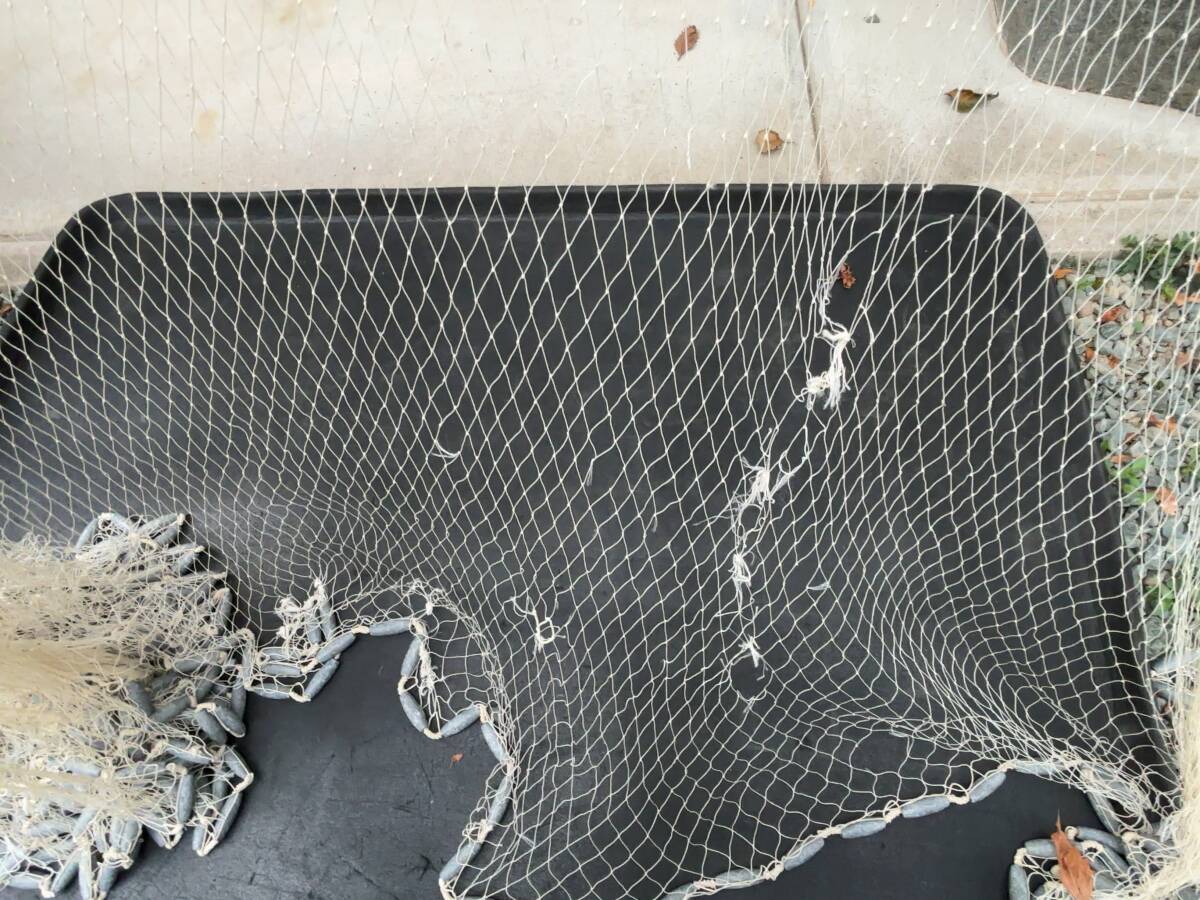 Yahoo!オークション - 巻網 8m×1.4m 浮き付140cm 鉛おもり 約4.9kg 目...