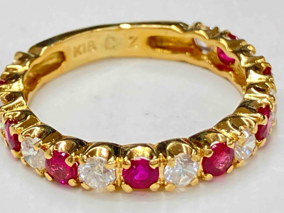 Yahoo!オークション - K18 ＃7 2.0g CZ付デザインリング