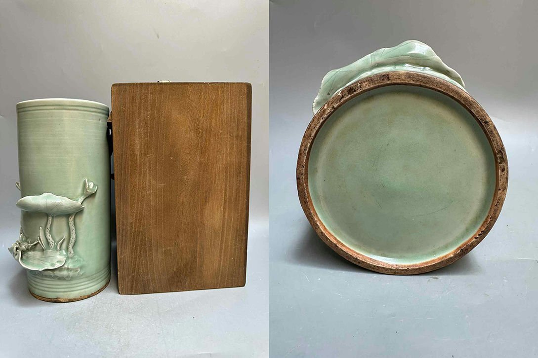 Yahoo!オークション - 観心・時代旧蔵 C247南宋時代 龍泉粉青釉筆立・...