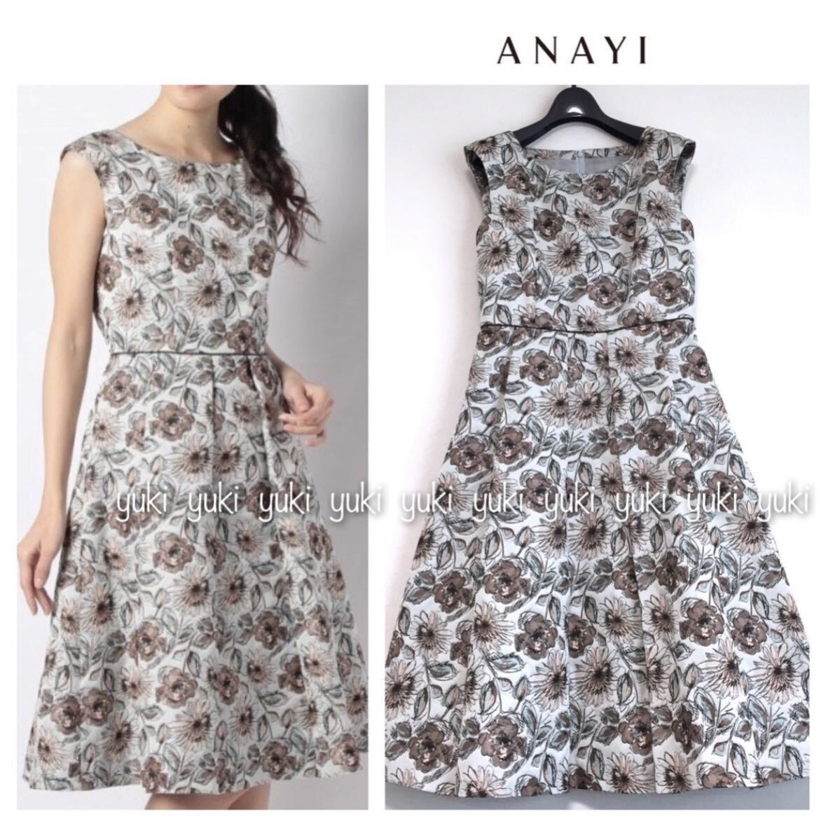 Yahoo!オークション - ANAYI ドローイング フラワータックワンピース 3...