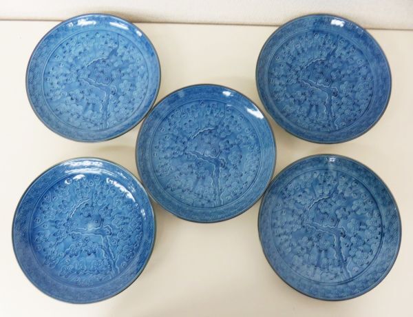 Yahoo!オークション - A007 有田焼 肥前 哲三郎窯 梅の木文様 中皿 5枚...