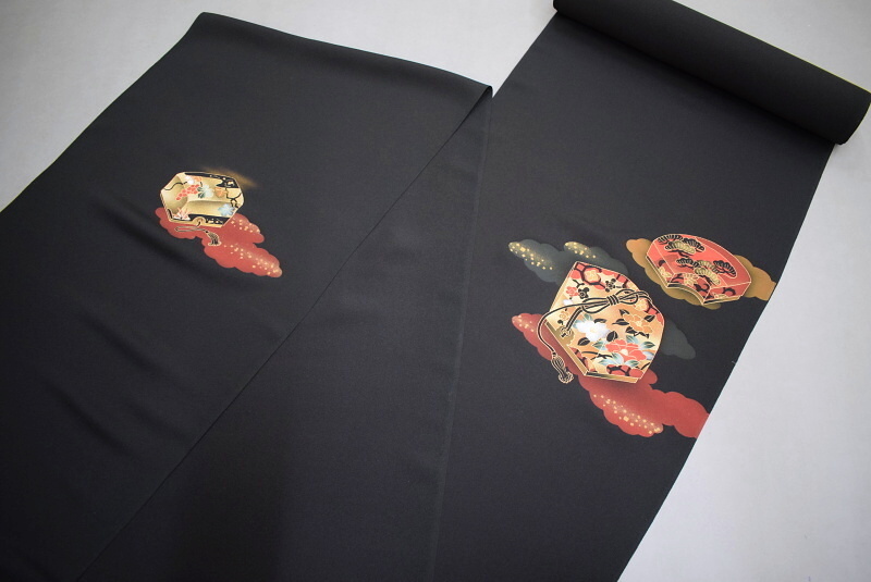 Yahoo!オークション - 【凛々】20E 新古品 正絹 黒絵羽 羽尺反物 文箱 ...