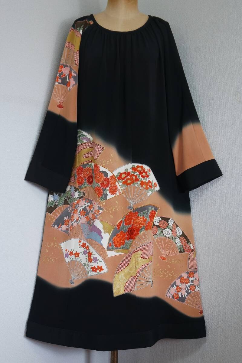 着物リメイク ワンピース 黒留袖 花柄(その他)｜売買されたオークション情報、yahooの商品情報をアーカイブ公開 - オークファン（aucfan.com）