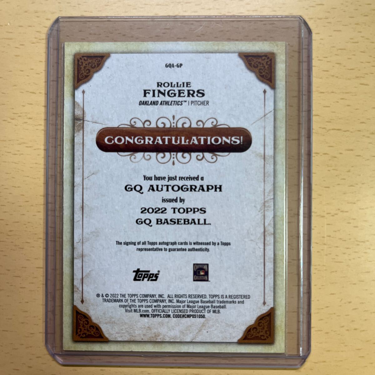HOF 殿堂入り Rollie Fingers Auto 直筆サインカード 2020 Topps GQ Baseball Athletics Gypsy Queen MLB アスレチックス ...