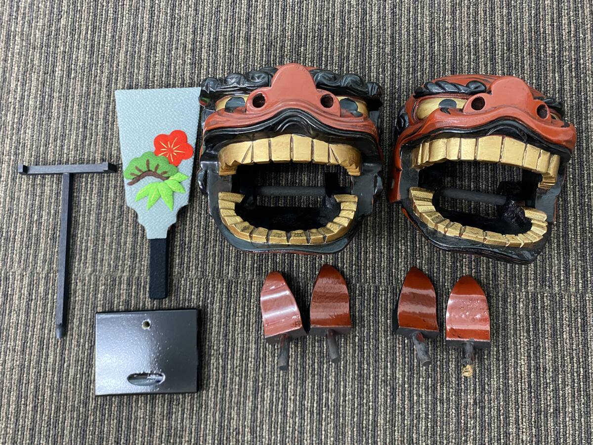 Yahoo!オークション - 4573 獅子頭 雄雌 獅子舞 厄除け 縁起物 松竹梅...