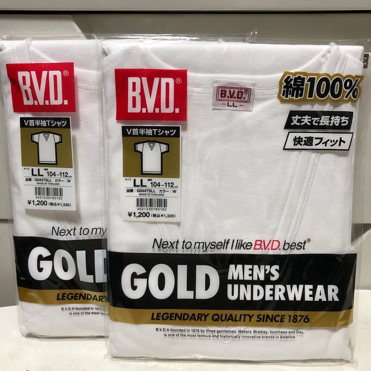 Yahoo!オークション - 新品 未開封 BVD GOLD 綿100% Vネック半袖 Tシ...