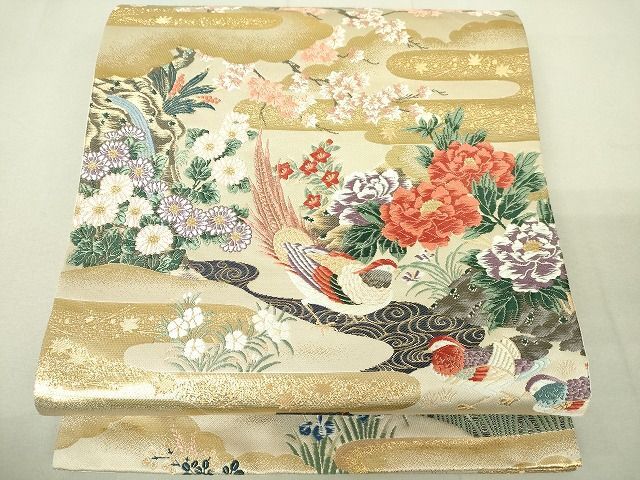 Yahoo!オークション - 平和屋2 六通柄袋帯 唐織 花鳥文 金糸 逸品 DAAG...