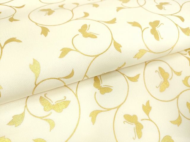 Yahoo!オークション - 平和屋2 塩瀬 つけ帯 舞蝶唐草文 金彩 逸品 DAAG...