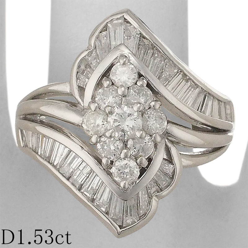 Yahoo!オークション - ダイヤモンド/1.53ct デザイン リング Pt900 14....