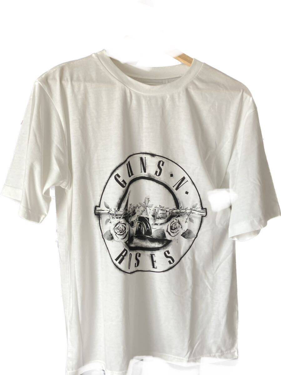 Yahoo!オークション - GUNS N' ROSES Tシャツ サイズ L 白 ホワイト バ...