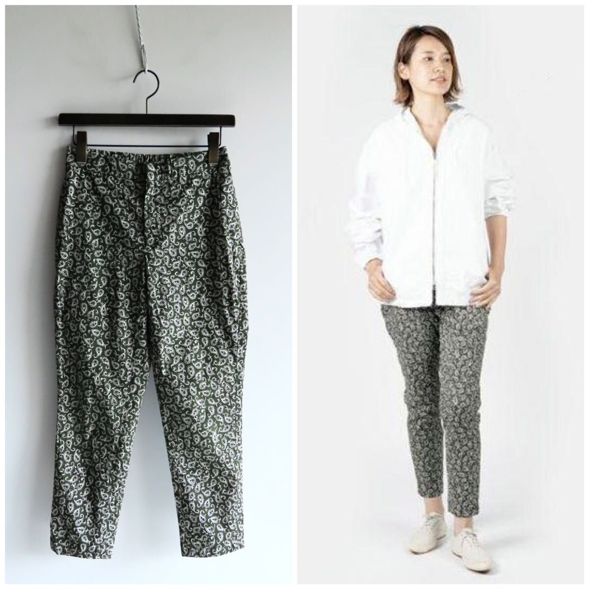 45R コットンリネンペーズリードットのイージーパンツ 1 S グリーン系 ペイズリー ストレッチ テーパードパンツ ウエストゴム 45rpm(その他)｜売買されたオークション情報、yahoo ...