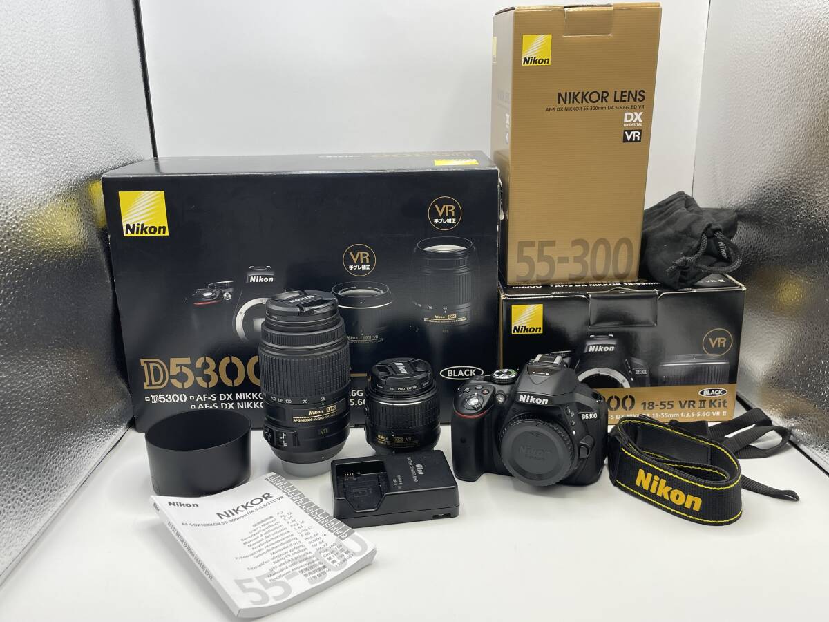 Nikon / ニコン D5300 / AF-S DX NIKKOR 18-55mm 1:3.5-5.6G VR II / 55-300mm 1:4.5-5.6G ED VR / 箱 説明書 ...