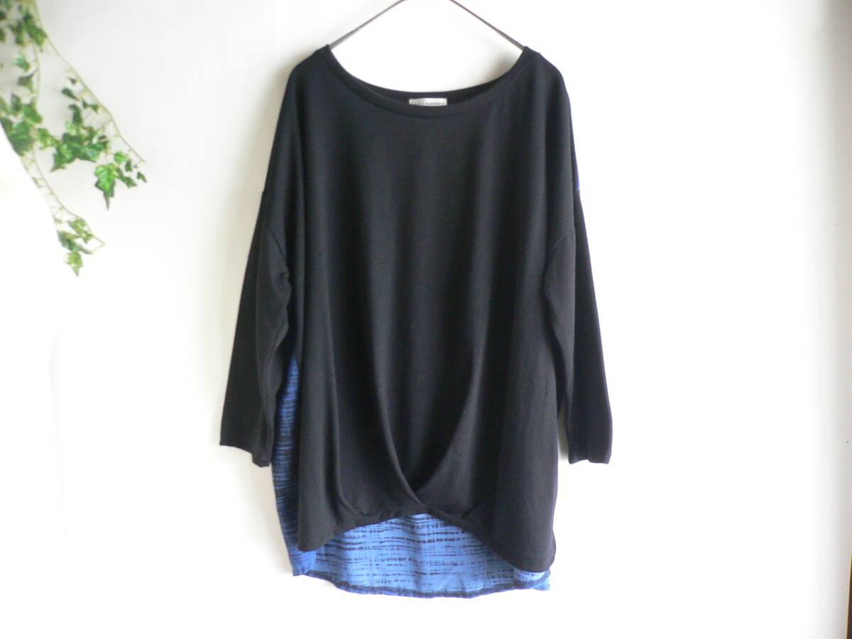 Yahoo!オークション - avv 異素材トップス 黒×柄 ニットソー ゆったり...