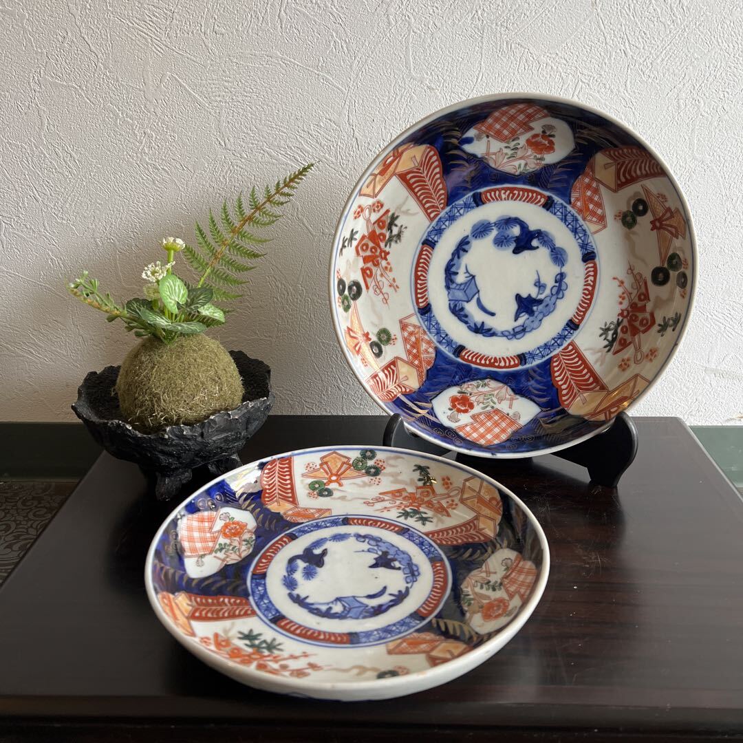 Yahoo!オークション - wasaib k755 和食器 骨董品 大皿・中皿 2枚組 有...