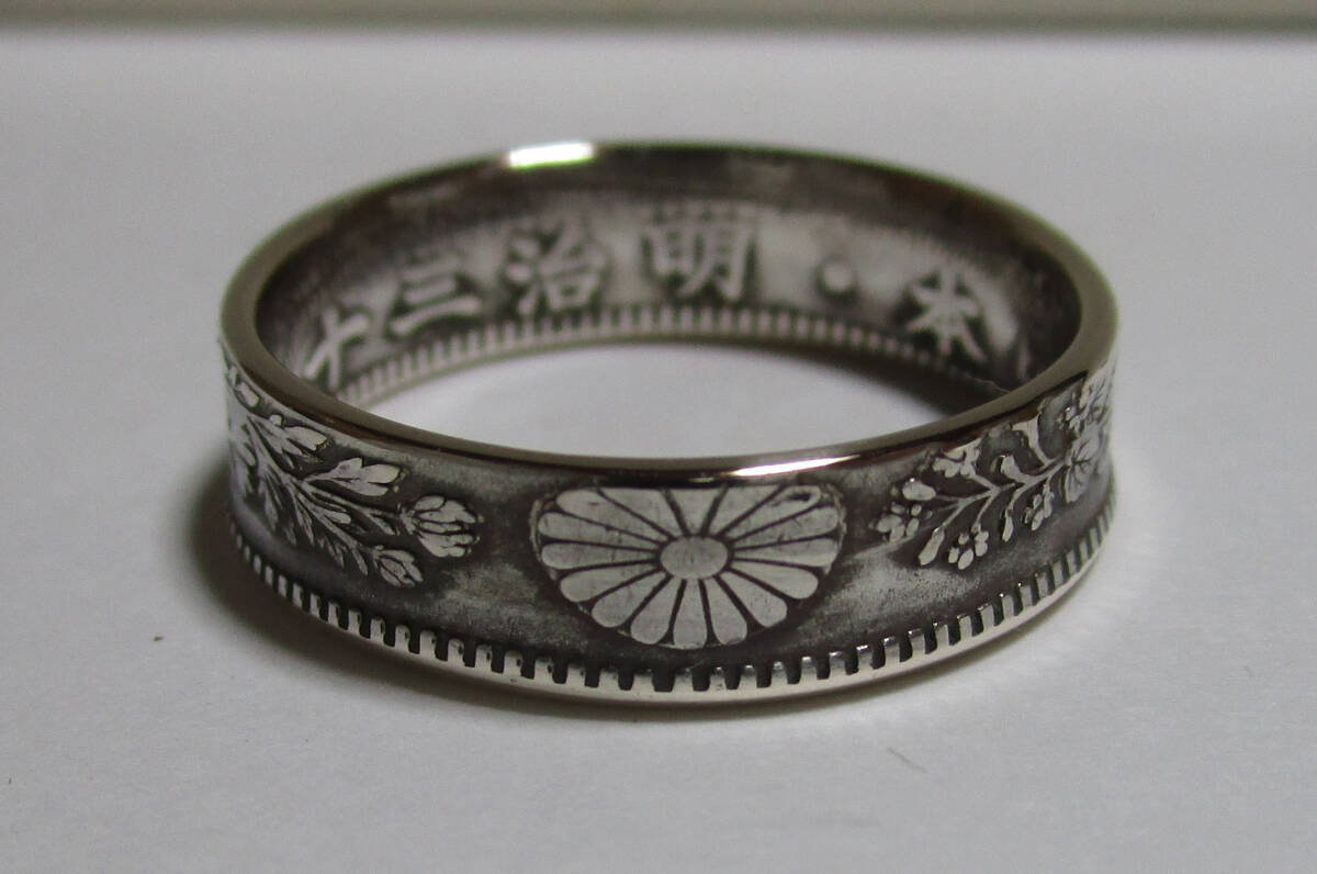 Yahoo!オークション - 【s298】 コインリング 竜20銭 銀貨 ハンド...