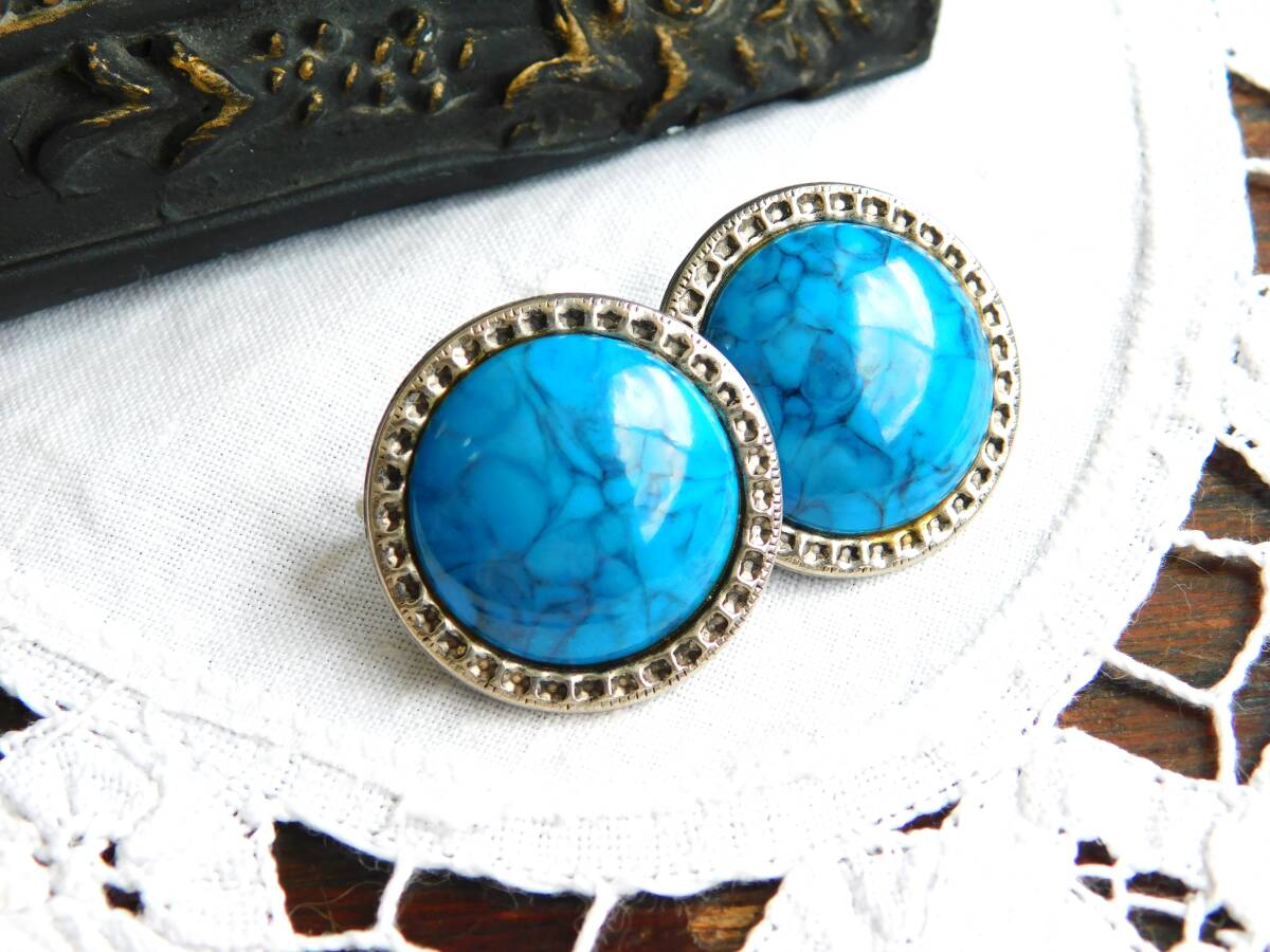 Yahoo!オークション - ターコイズブルーのヴィンテージイヤリング Teas...