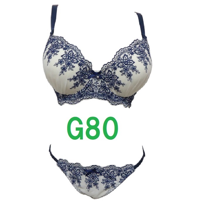 Yahoo!オークション - 【訳あり】G80/L・ネイビー チュール刺繍 ブラ...