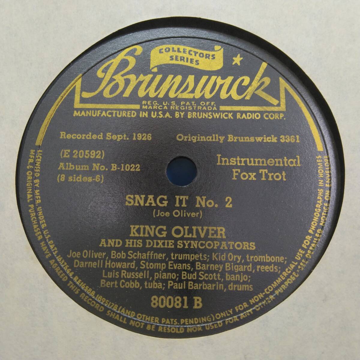Yahoo!オークション - SP KING OLIVER'S DIXIE SYNCOPATORS (BRUNSWIC...