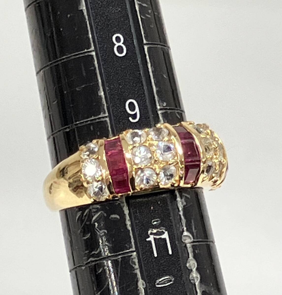 Yahoo!オークション - K18 天然ルビー 0.70ct ホワイトサファイア 1.00...