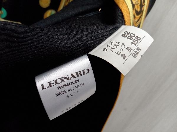 Leonard レオナール ノースリーブワンピース サイズ9ar ブラック 黒 総柄 ボタン柄 レディース 夏 レオナール