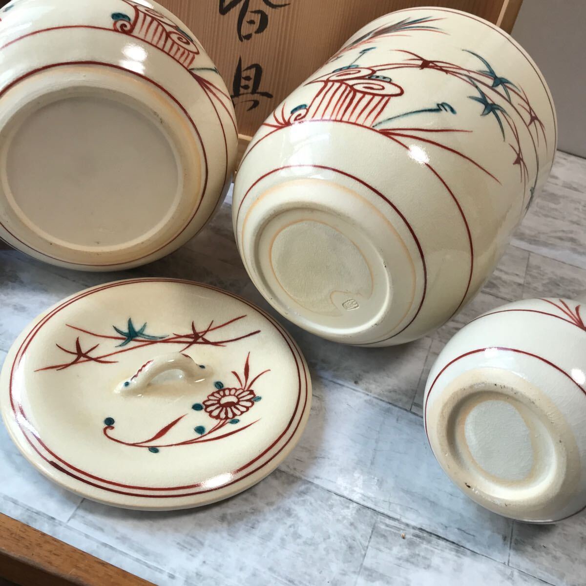 Yahoo!オークション - B125 赤絵皆具 鳳山窯 【良品】 茶道具 皆具 水...