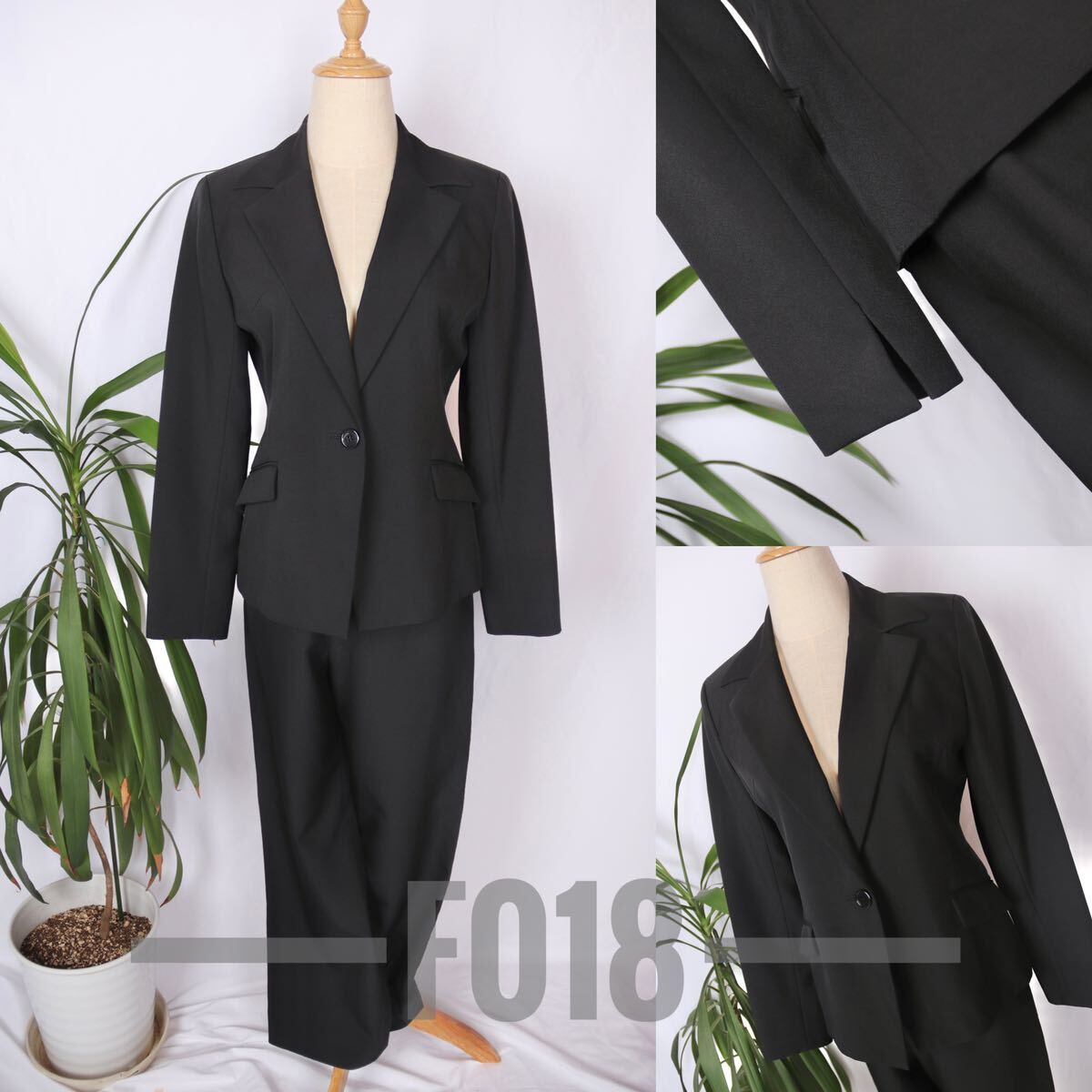 Yahoo!オークション - f018 パンツスーツ 上下セット 黒 全日本婦人子...
