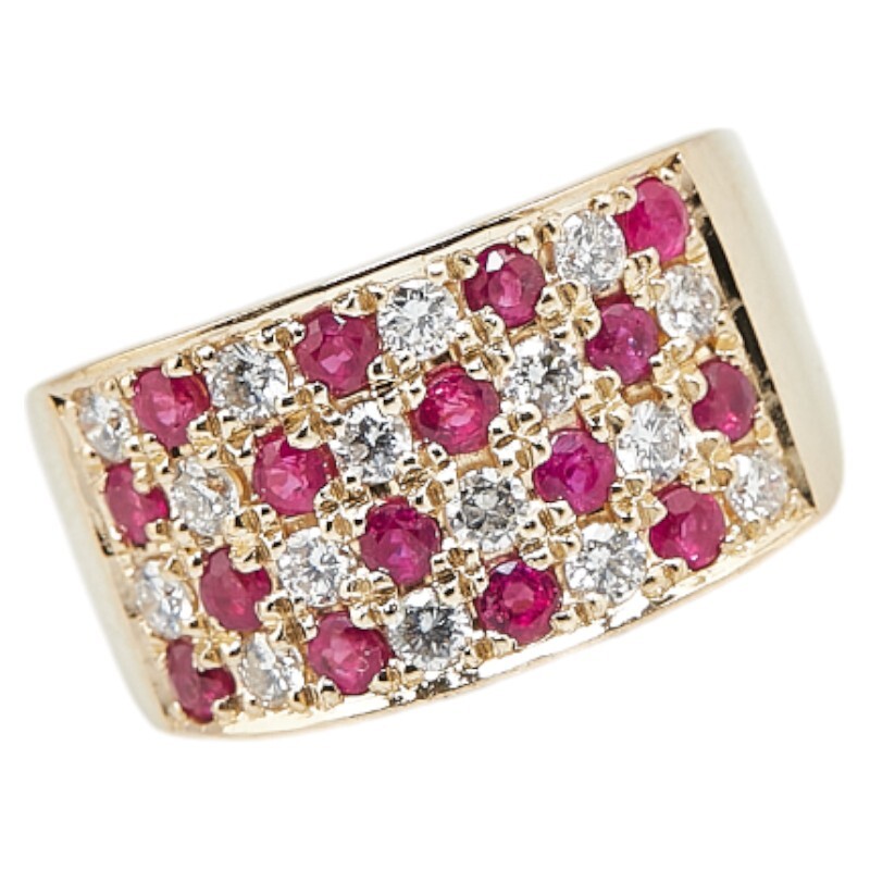 Yahoo!オークション - K18YG イエローゴールド ルビー0.97ct ダイヤ0.5...