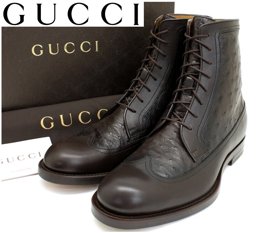 Yahoo!オークション - 65万新品 7H=26.5cm GUCCI グッチ 焦茶オースト...