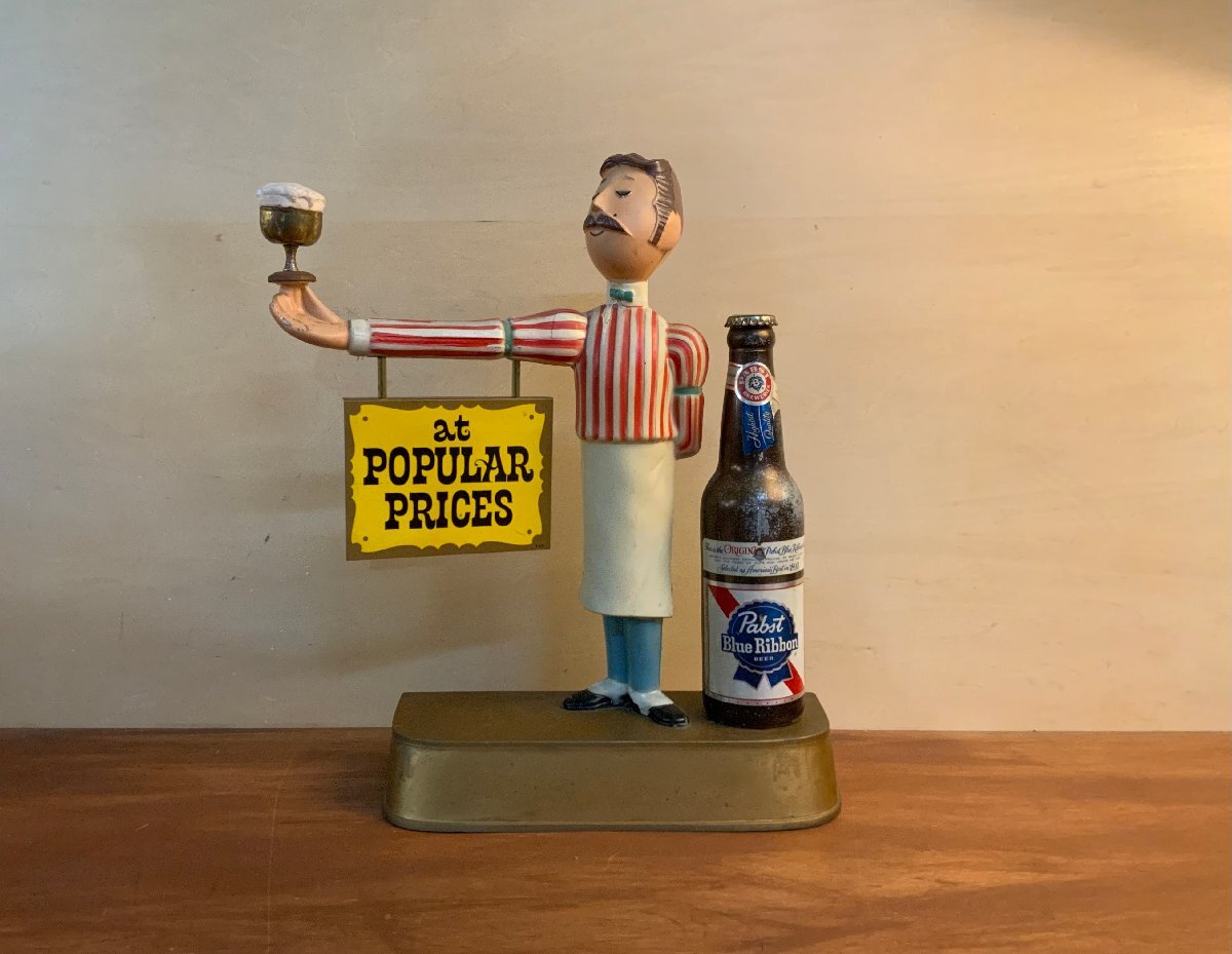 BA941 Pabst Blue Ribbon Beer ディスプレイ 置物 人形 金属製 アメリカ レトロ ビンテージ アンティーク 2.2kg /くJYら(その他)｜売買されたオークション ...