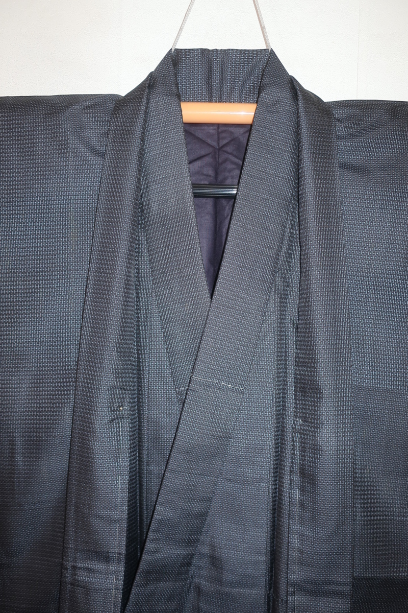 Yahoo!オークション - 壱土4856 本絹泥藍大島紬男着物羽織 裄72丈145К...