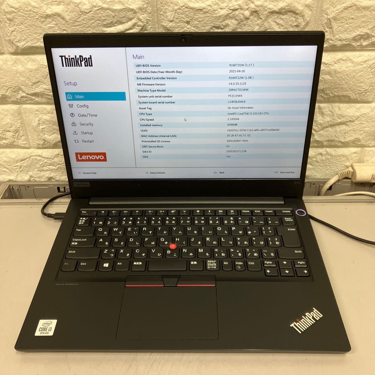 Yahoo!オークション - W112 Lenovo ThinkPad E14 Core i3 10110U メモ...