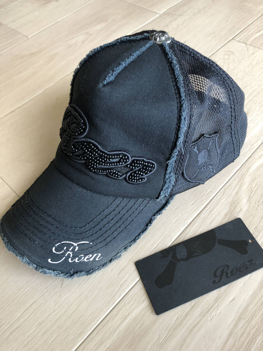 Yahoo!オークション - Roen ロエン ビーズロゴ＆スカルパッチ キャップ...