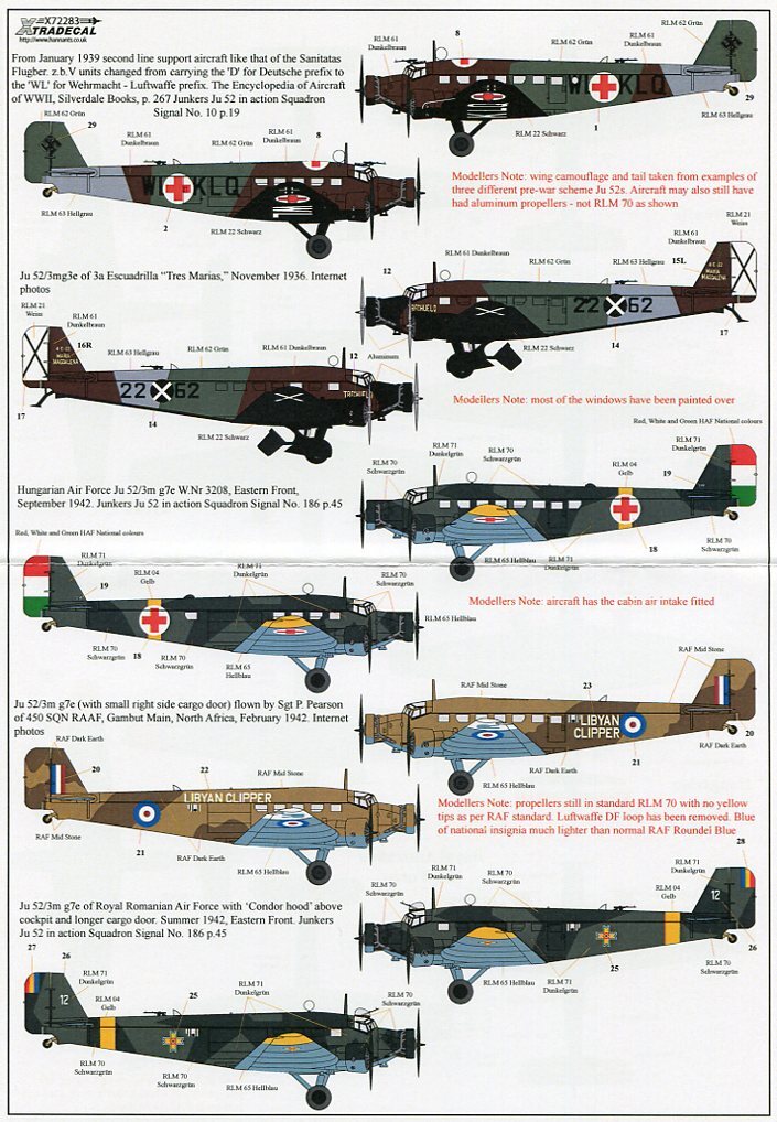 Yahoo!オークション - 1/72 エクストラデカール ユンカース Ju 52/3m