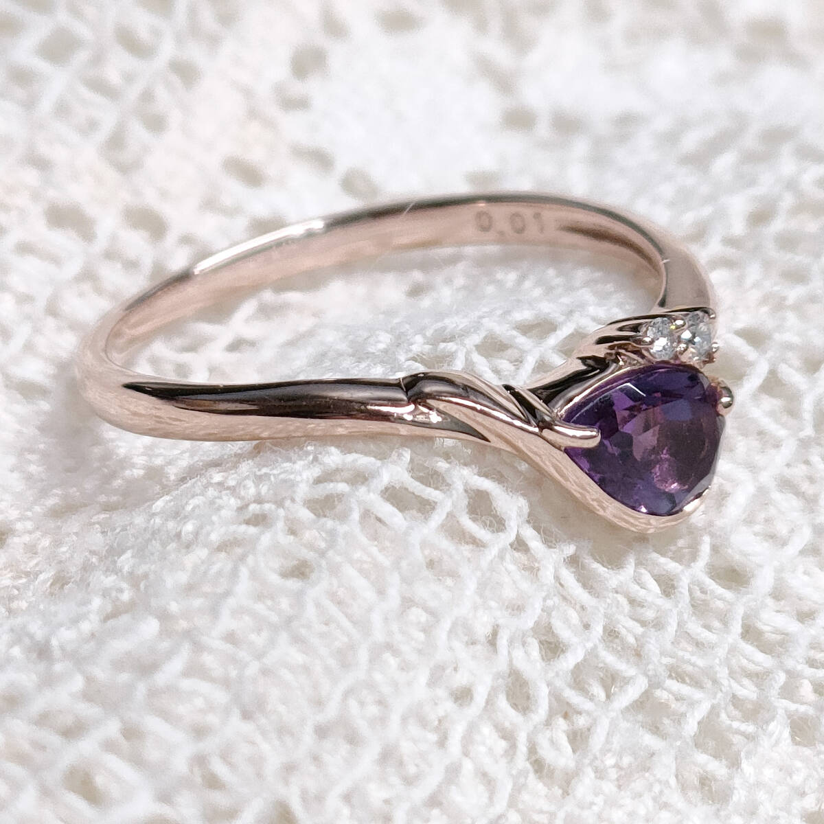 K10 【STAR JEWELRY】 アメジスト リング 9号 ダイヤモンド ペア K10 【STAR JEWELRY】 アメジスト リング 9号 ダイヤモンド ペア