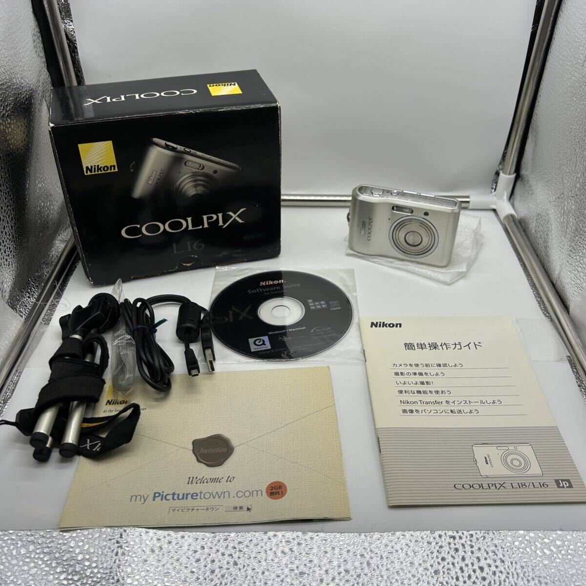 Yahoo!オークション - 《303》 通電確認 Nikon COOLPIX L16 箱 CD 三脚...
