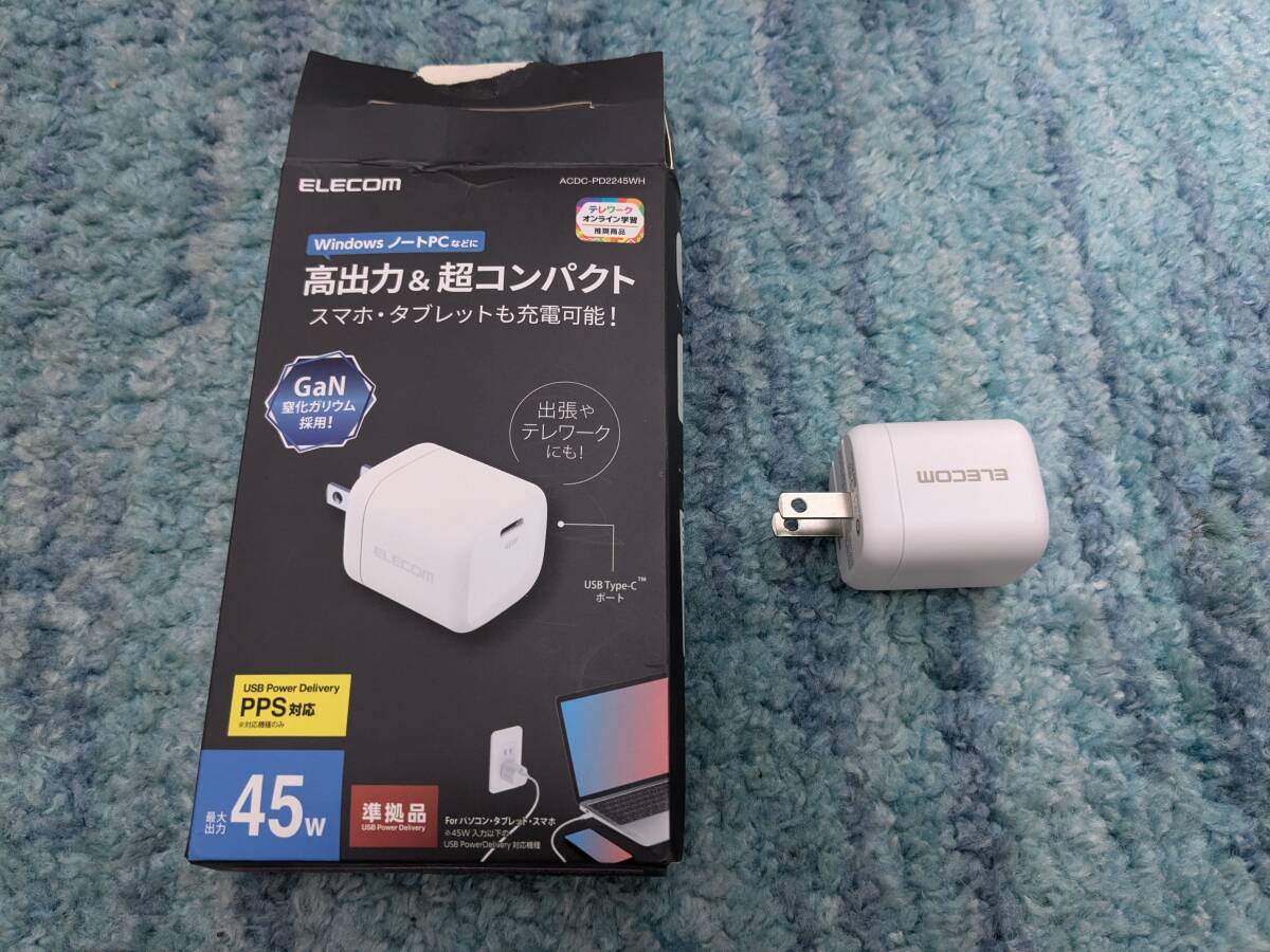0609u2023 エレコム ELECOM USB PD対応 充電器 45W Type-C×1 小型 軽量 折りたたみ式プラグ ホワイト ACDC-PD2245WH(ACアダプタ式充電器 ...