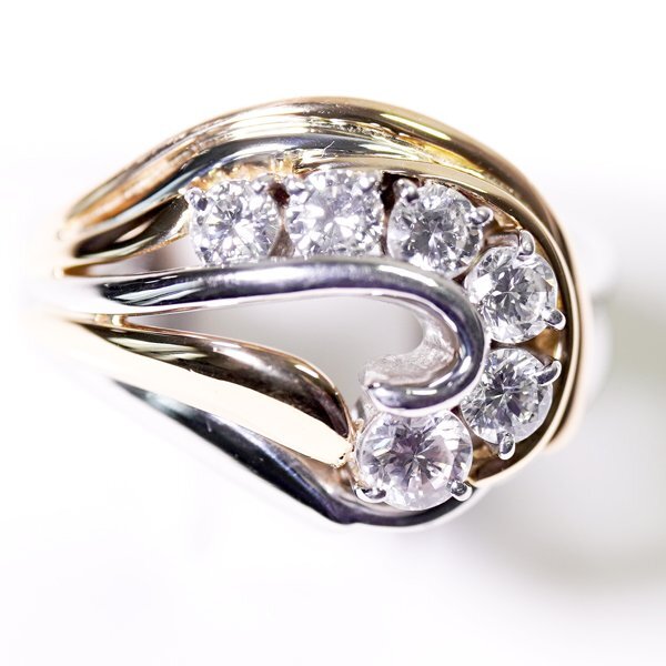 Yahoo!オークション - F-8 Pt900/K18 ダイヤモンド0.84ct リング 14号 ...