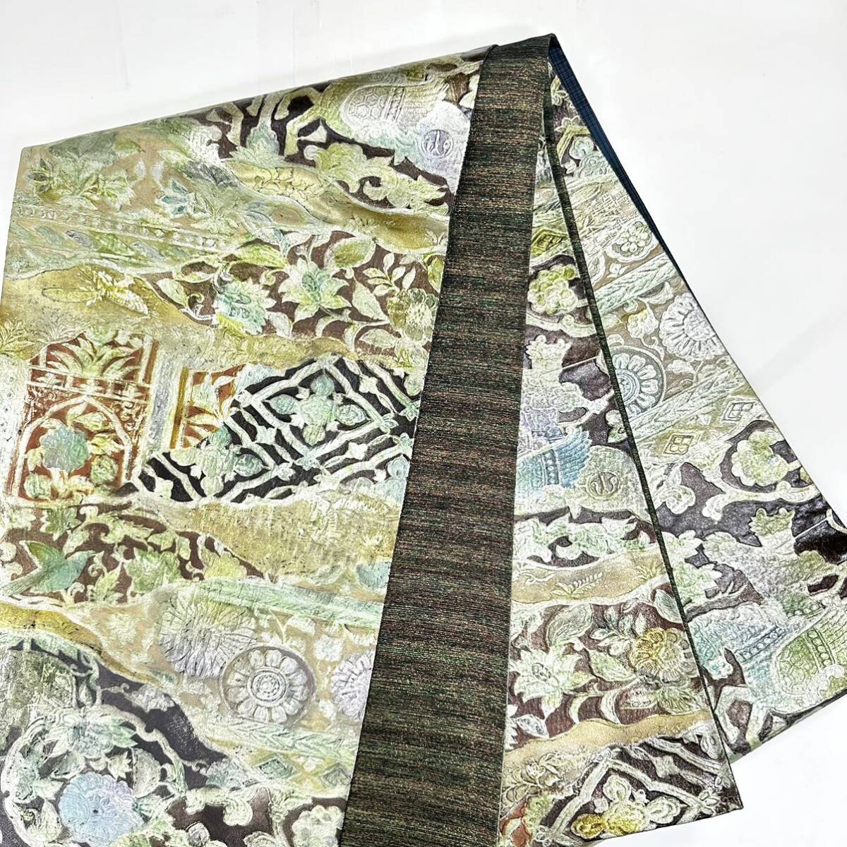 Yahoo!オークション - 反司 a1435 金唐革 袋帯 新品 未仕立て 六通柄 ...