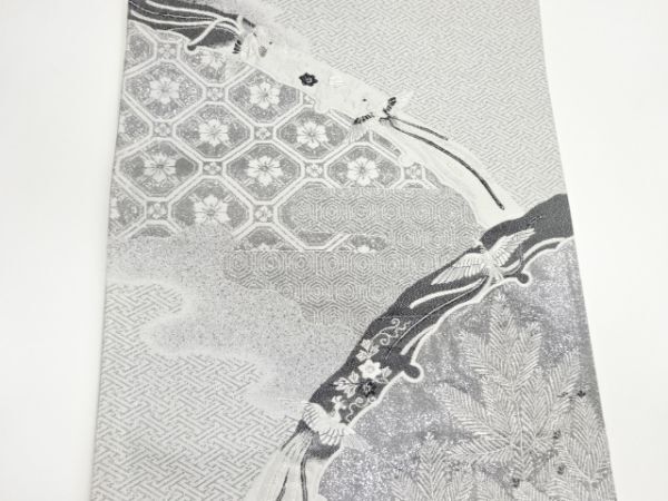 ys7153764; 松・華紋に波・鳳凰模様織出し袋帯【着】 ys7153764; 松・華紋に波・鳳凰模様織出し袋帯【着】
