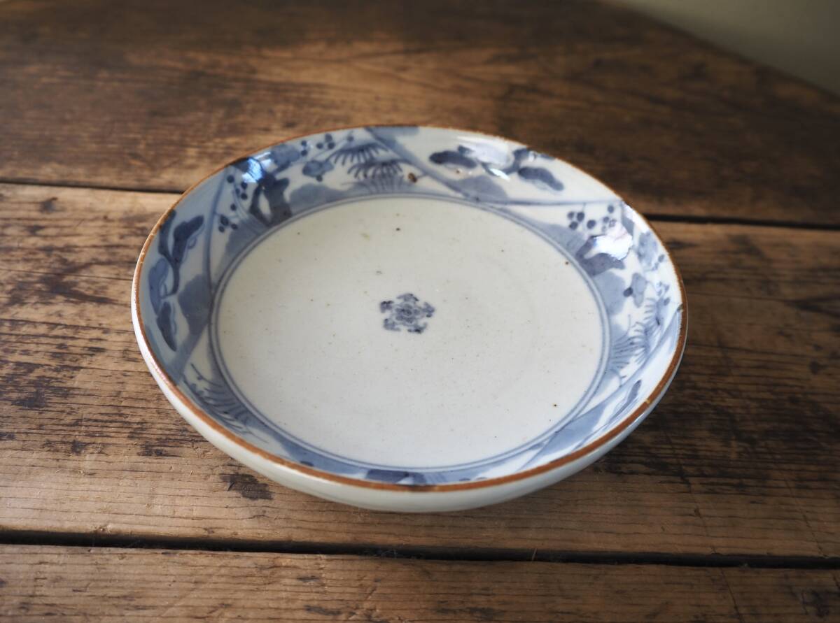 Yahoo!オークション - 【OAN】古伊万里 染付 五弁花 5寸皿 渦福 銘有 ...