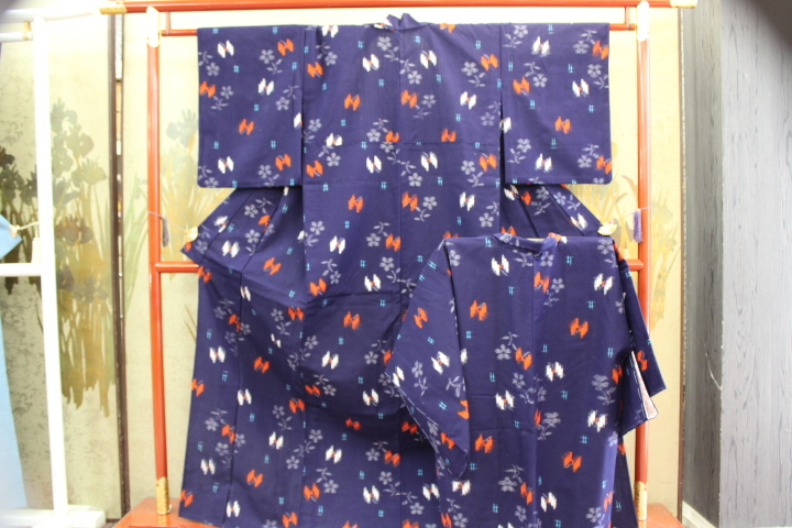 Yahoo!オークション - きもの今昔7624 絣ウールアンサンブル バチ...