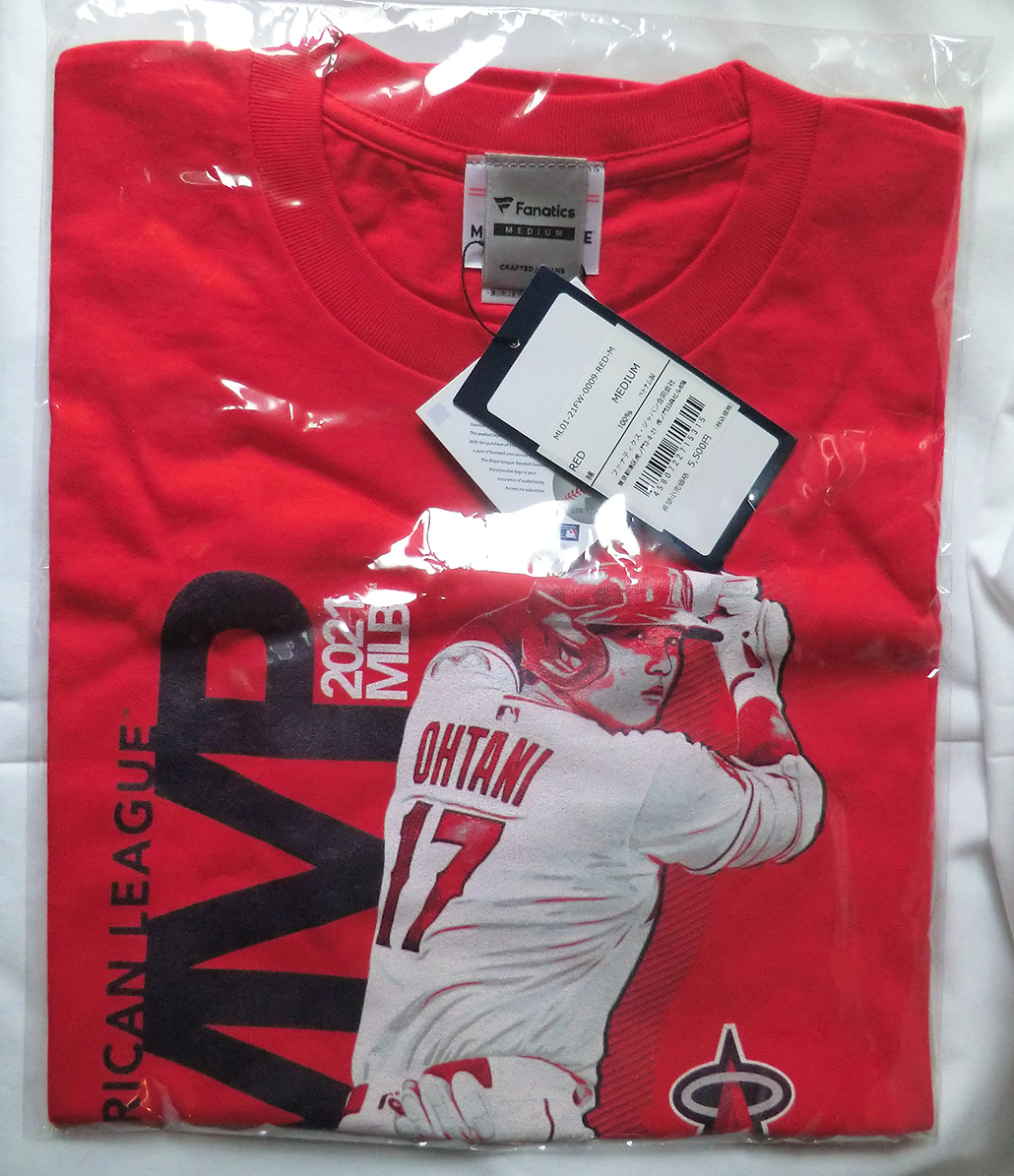 Yahoo!オークション - 大谷翔平 2021 MVP TシャツRED-Mサイズ Uネック ...