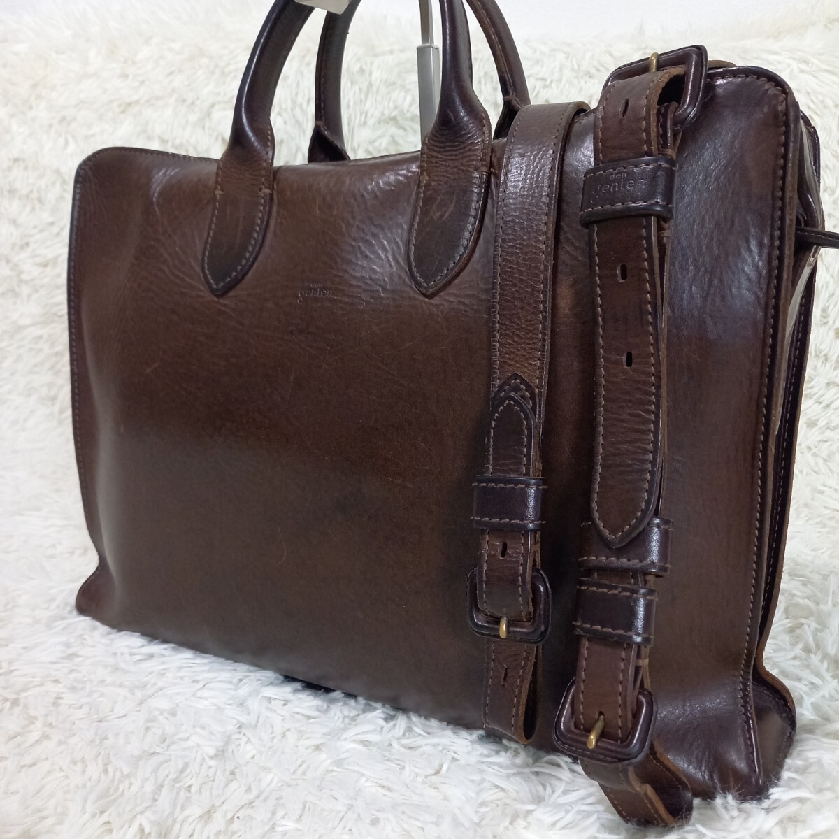 1円 genten ゲンテン ヌメ革 レザー ビジネスバッグ ブリーフケース 2way 大容量 肩掛け ショルダーバッグ A4 ブラウン 訳あり(ブリーフケース、書類かばん)｜売買された ...