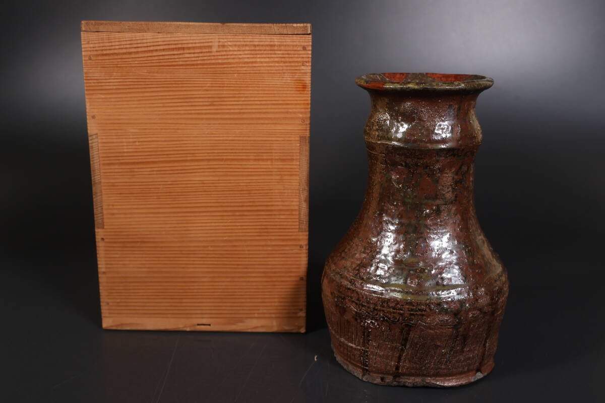 Yahoo!オークション - 【和】(A442) 時代古作 江戸 古唐津波状文花生 ...