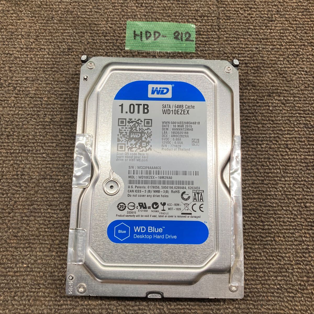 Yahoo!オークション - HDD-212 激安 HDD1TB 3.5インチ SATA 11169時間 ...