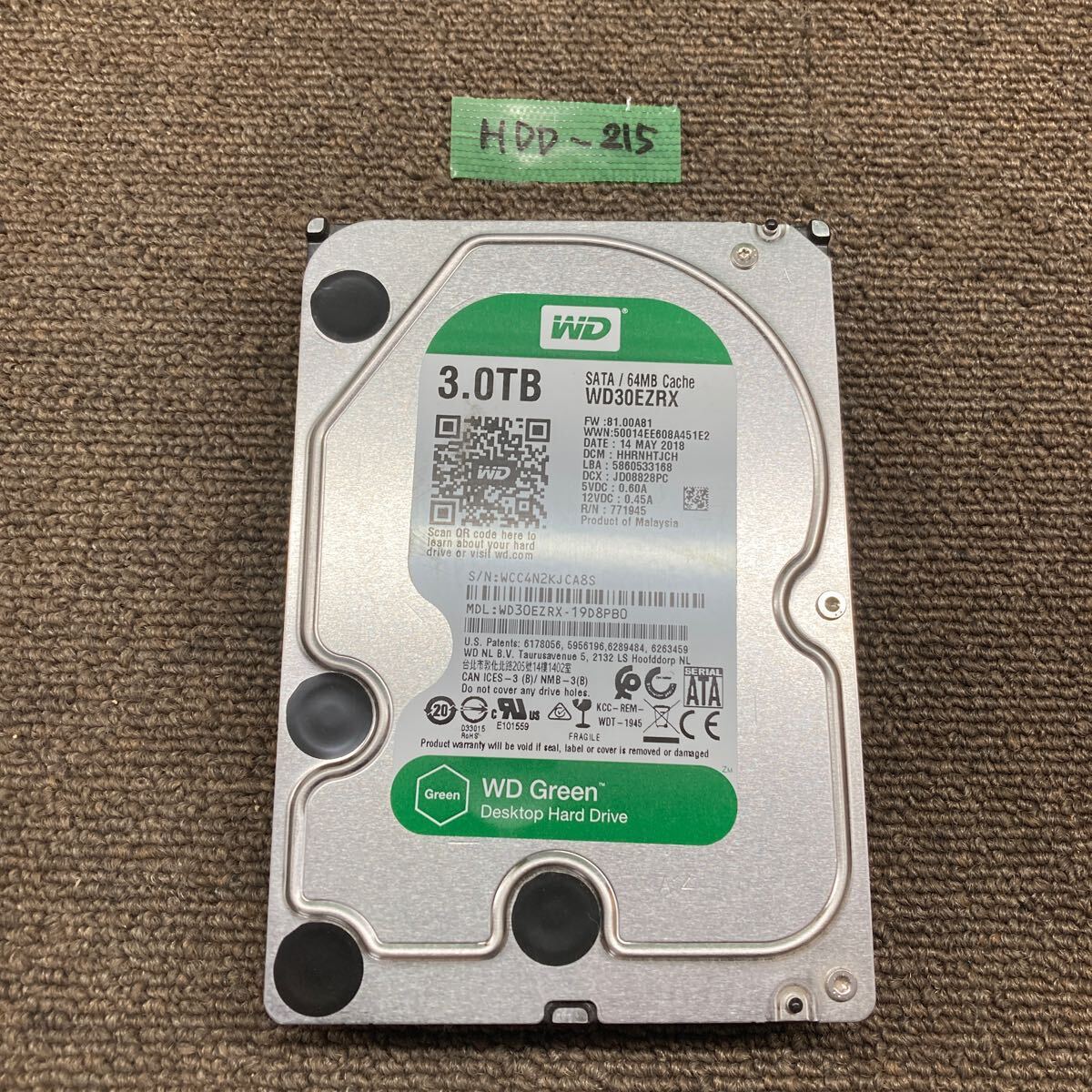 Yahoo!オークション - HDD-215 激安 HDD3TB 3.5インチ SATA 2092時間 ...