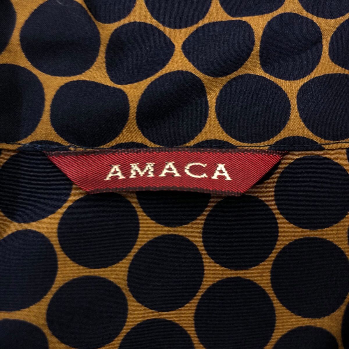 Yahoo!オークション - B395-36 AMACA アマカ シャツ ブラウス リボン ...