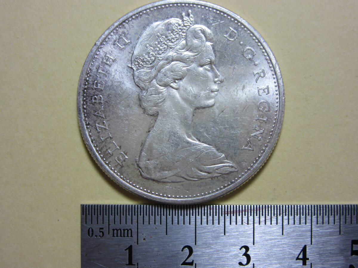 Yahoo!オークション - 4 カナダ ONE DOLLAR銀貨 1965年 2...