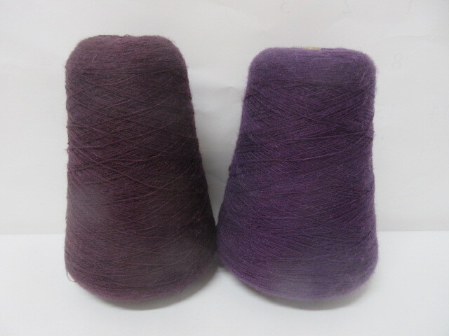 Yahoo!オークション - 細めウール混アクリル パープル系2色 2本570g ...